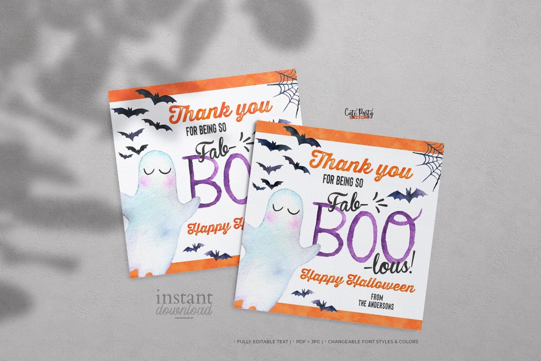 Printable Halloween Gift Tag Thank You for Being Fab-boo-lous Teacher ...