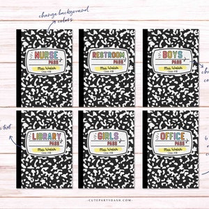 Editable Composition Book Hall Pass Template (digital Download) - Etsy