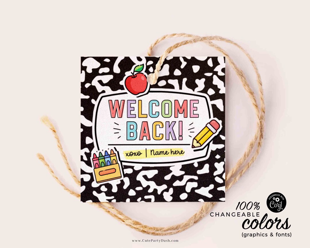 Editable Back to School Gift Tags: Composition Book Template (instant ...