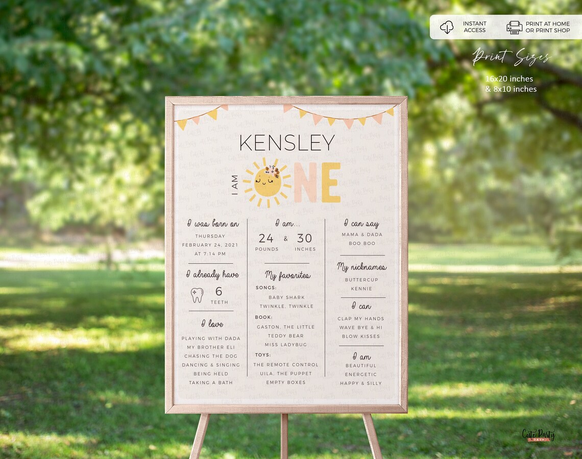 Little Sunshine Birthday Girl Chalkboard Sign Editable | Etsy