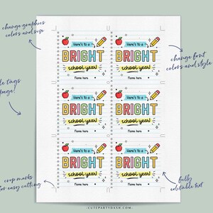 Bright School Year Gift Tag: Editable Template (instant Download) - Etsy