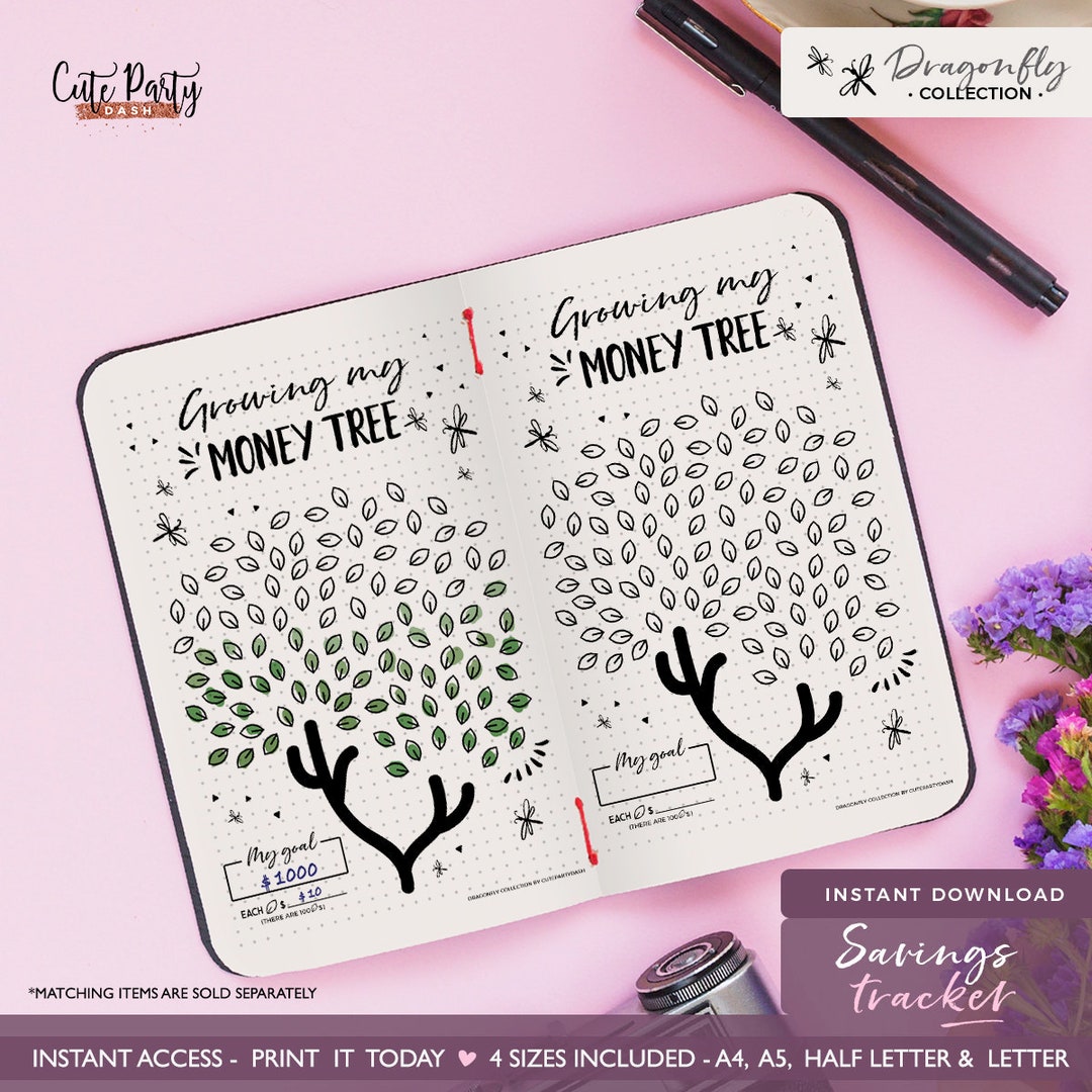 Money Tree Savings Tracker: Goal Chart Bujo Planner Insert (digital ...