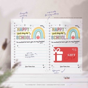 Editable Happy First Day of School Rainbow Gift Card Holder Welcome ...