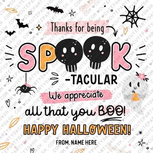 Halloween Appreciation Printable Gift Tags Thanks All You Boo INSTANT ...