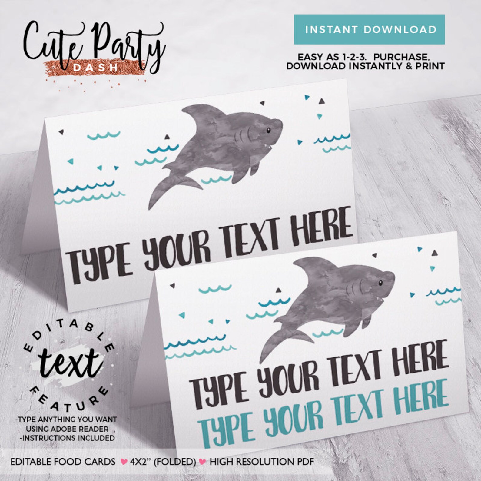 INSTANT DOWNLOAD EDITABLE Shark Birthday Decorations Favor - Etsy