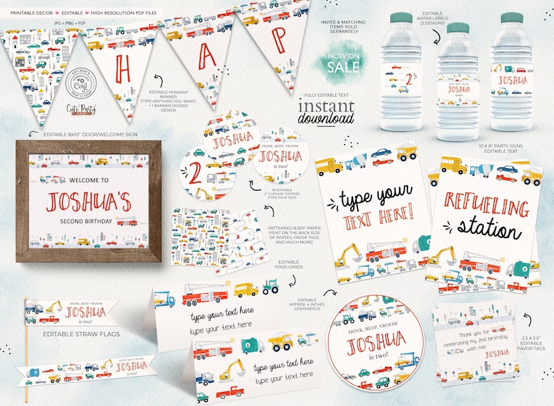 Editable Transportation Birthday Cupcake Topper Printable - Etsy