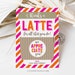 Editable Thanks a Latte Card Coffee Holder Template, Teacher ...
