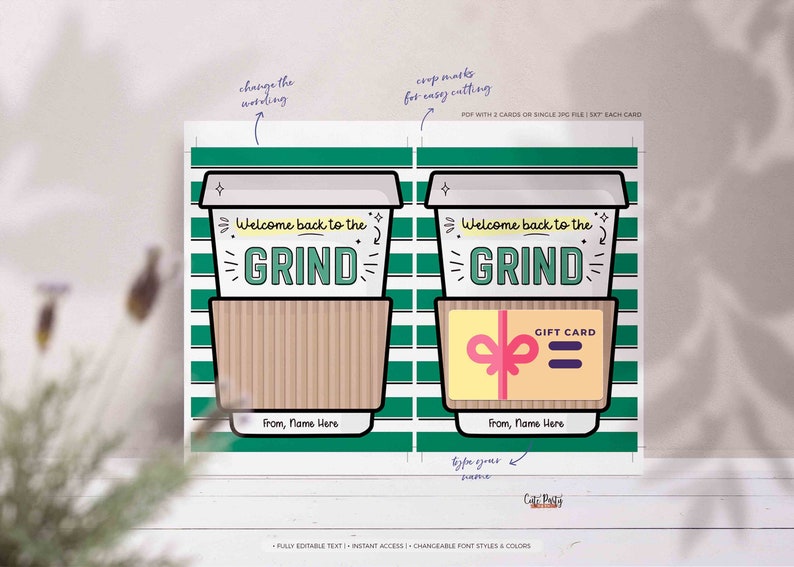 Editable Welcome Back to the Grind School Teacher Gift Card - Etsy