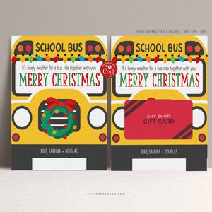 Editable Christmas Bus Driver Gift Card Holder Template, Printable ...