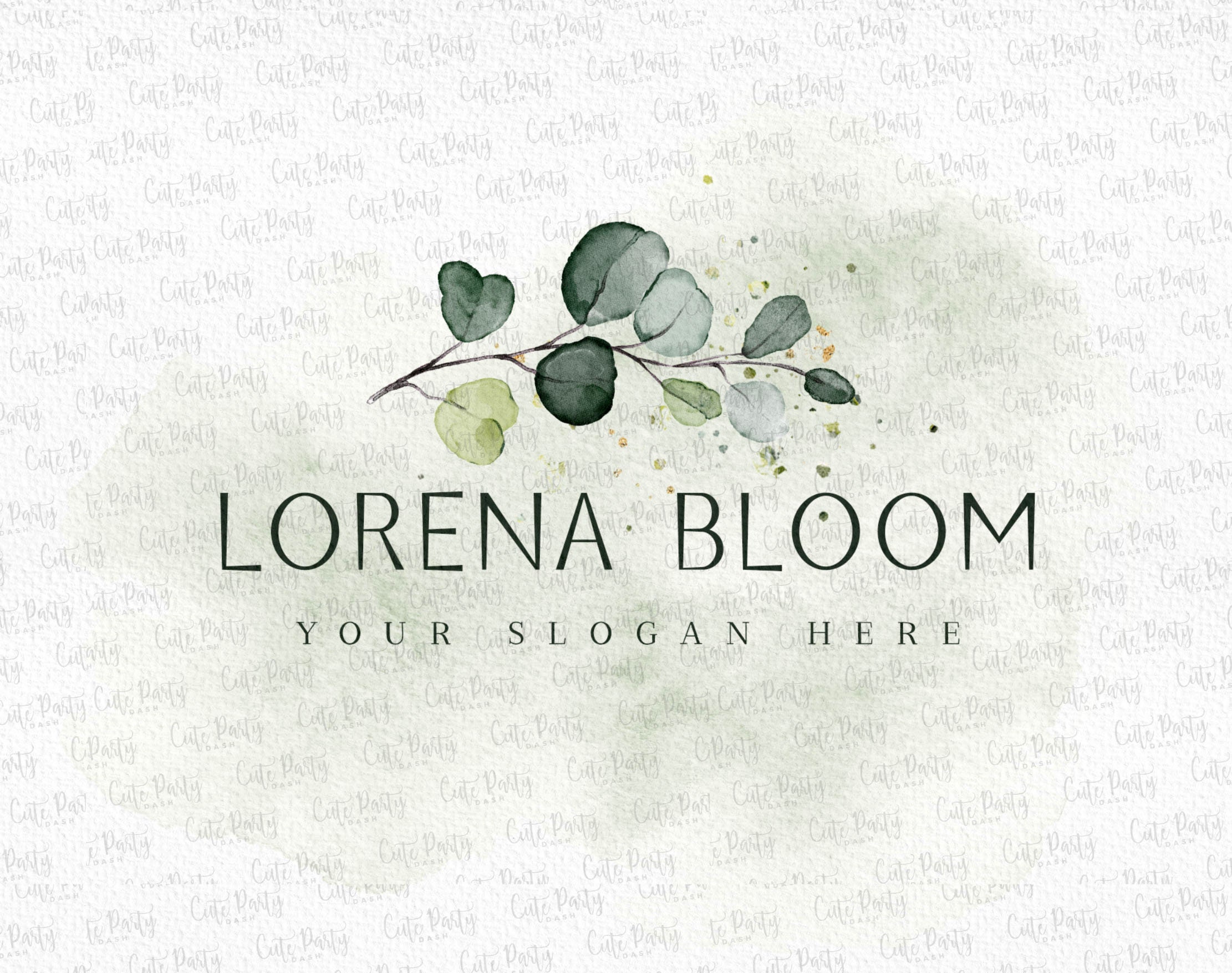 Watercolor Greenery Logo Design: Editable Herbal Branding (instant ...