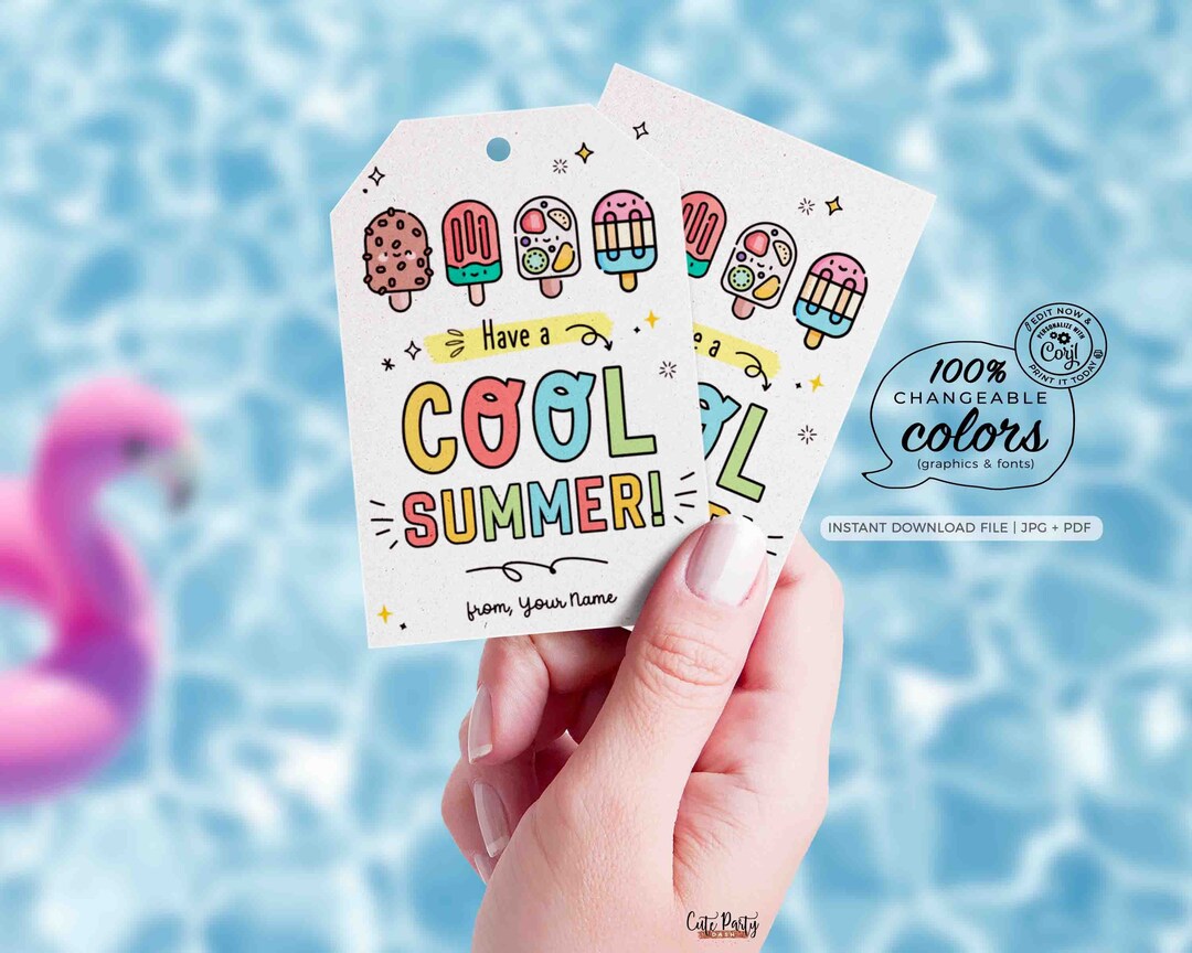 Have a Cool Summer Tag Printable INSTANT DOWNLOAD Editable Have a Great ...