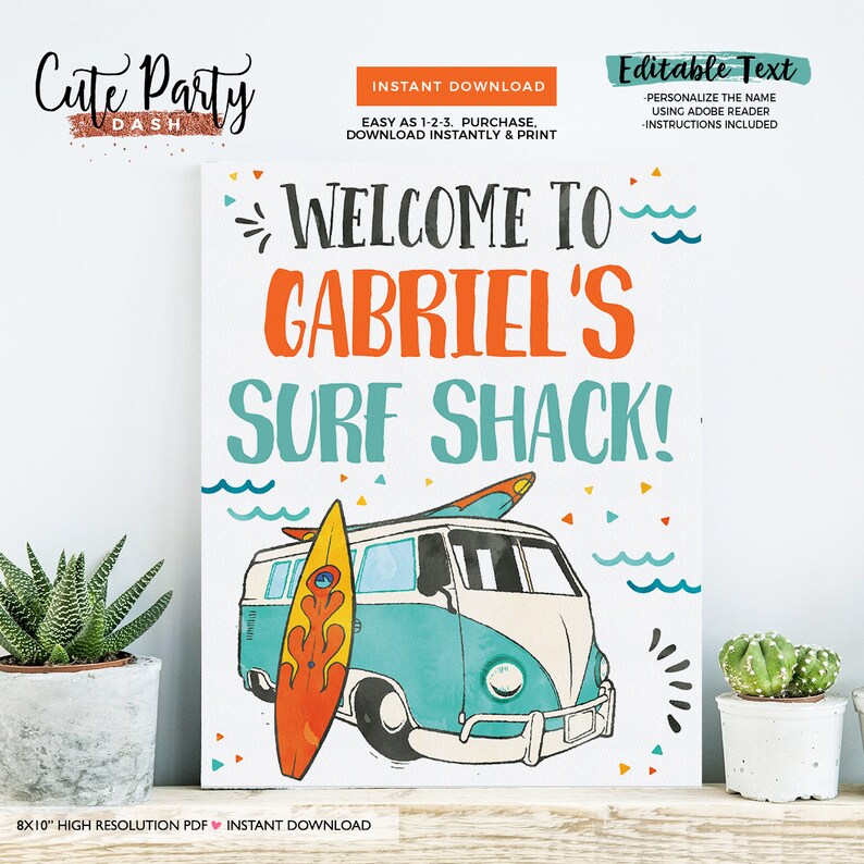 EDITABLE Surf's up Party First Birthday Chalkboard Sign - Etsy