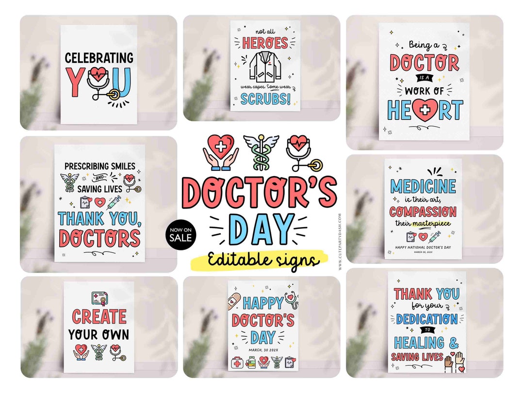 Happy Doctor's Day Sign Printable INSTANT DOWNLOAD Editable National ...