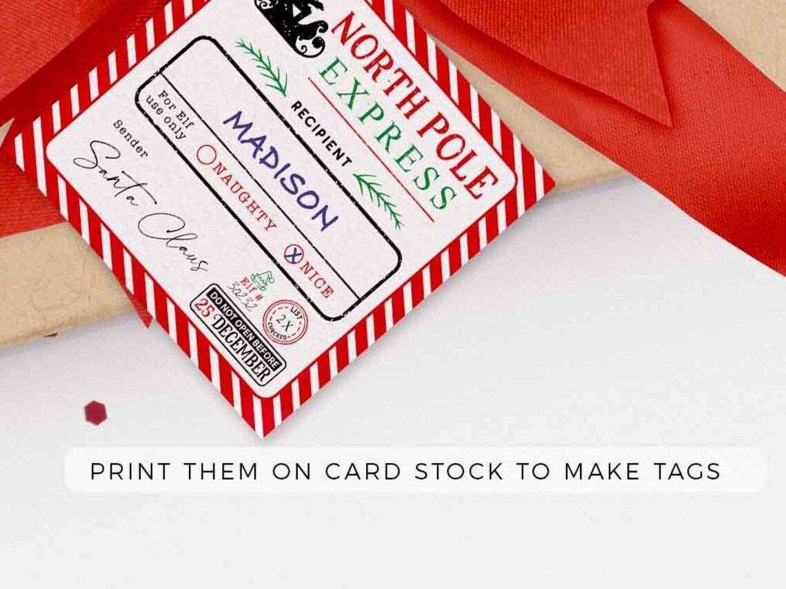 Christmas North Pole Express Gift Label Naughty Nice List - Etsy