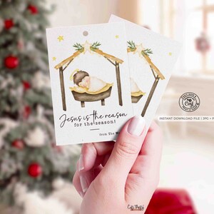 Christmas Nativity Tags Printable INSTANT DOWNLOAD Editable JESUS is ...