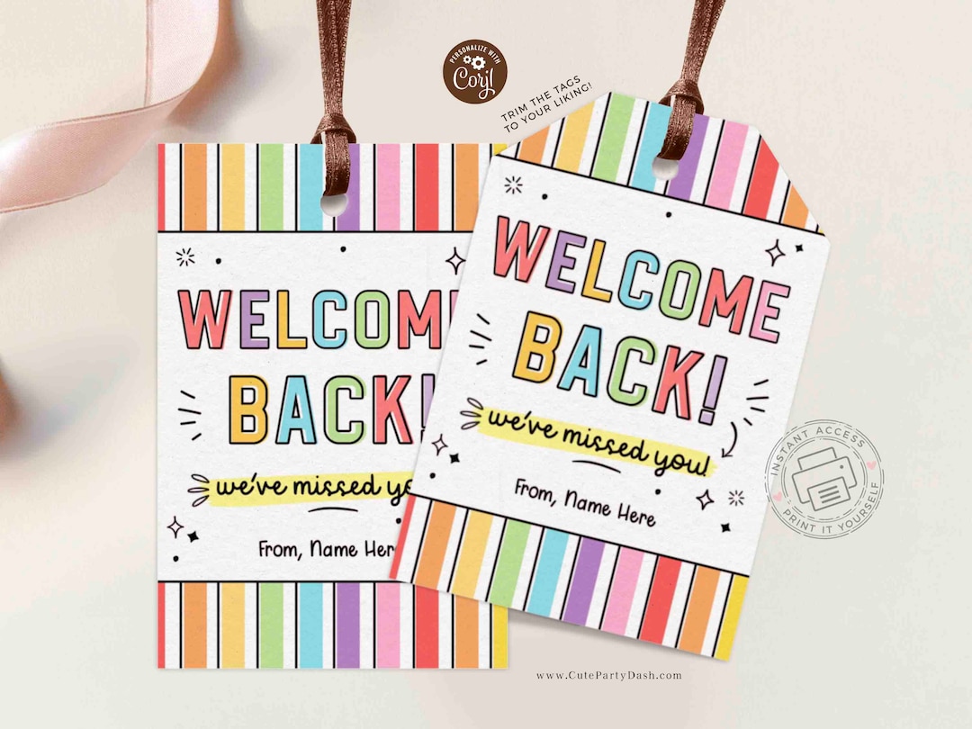 Welcome Back to School Gift Tags Editable Back to Work PTO Gift for ...
