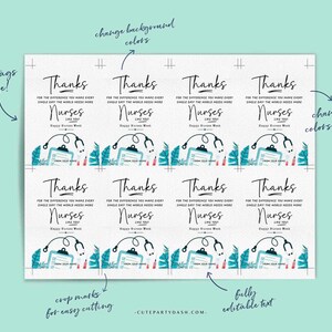 Nurses Week Gift Tags Printable INSTANT DOWNLOAD Editable National ...