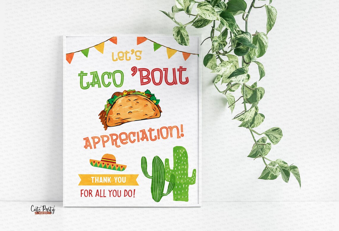 Let's Taco 'bout Appreciation Gift Sign Teacher Staff | Etsy