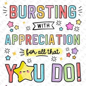 Bursting Appreciation Editable Gift Tag Printable Star Staff Teacher ...