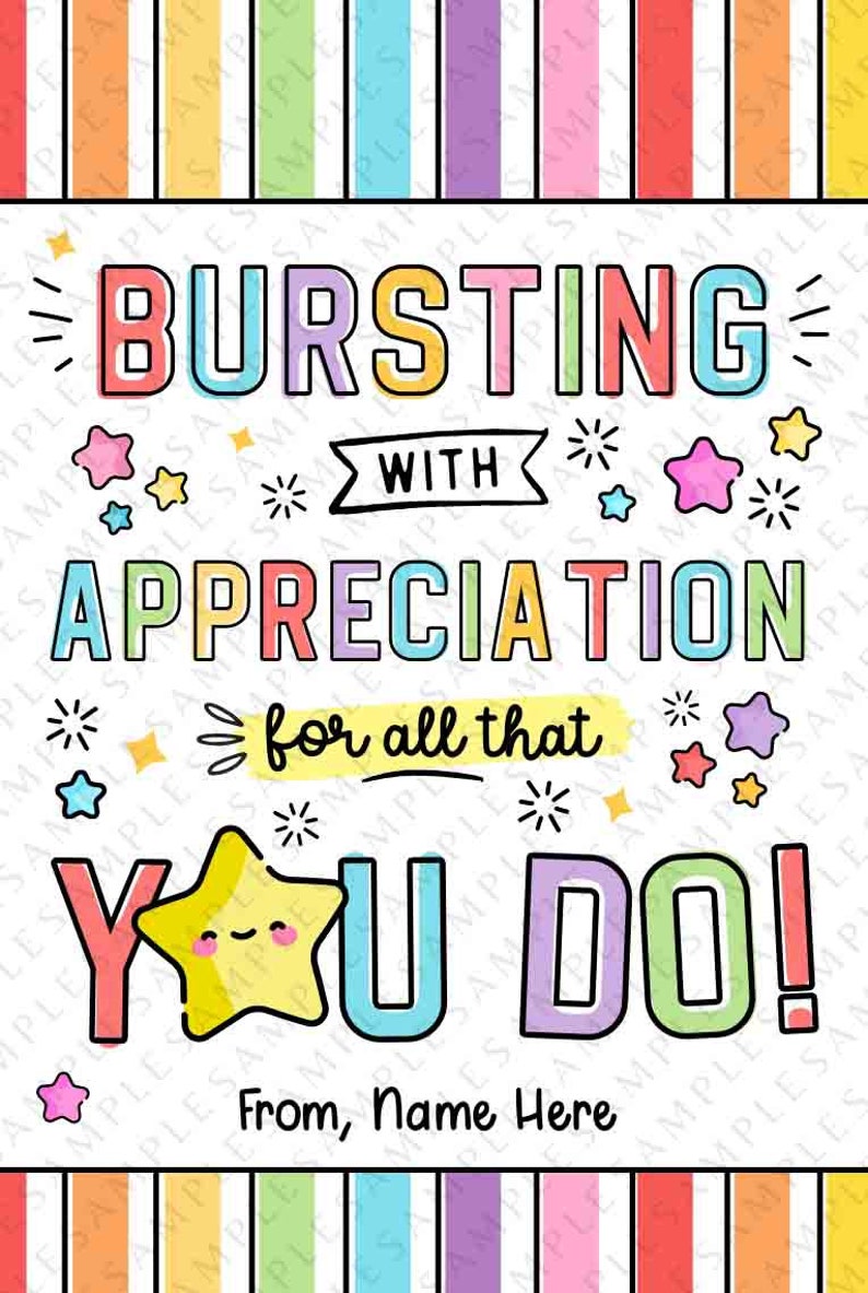 Editable Appreciation Gift Tag Printable: Star Design (instant Download ...