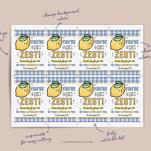 Lemon Zest Gift Tags: Editable Teacher Appreciation Printable (instant ...