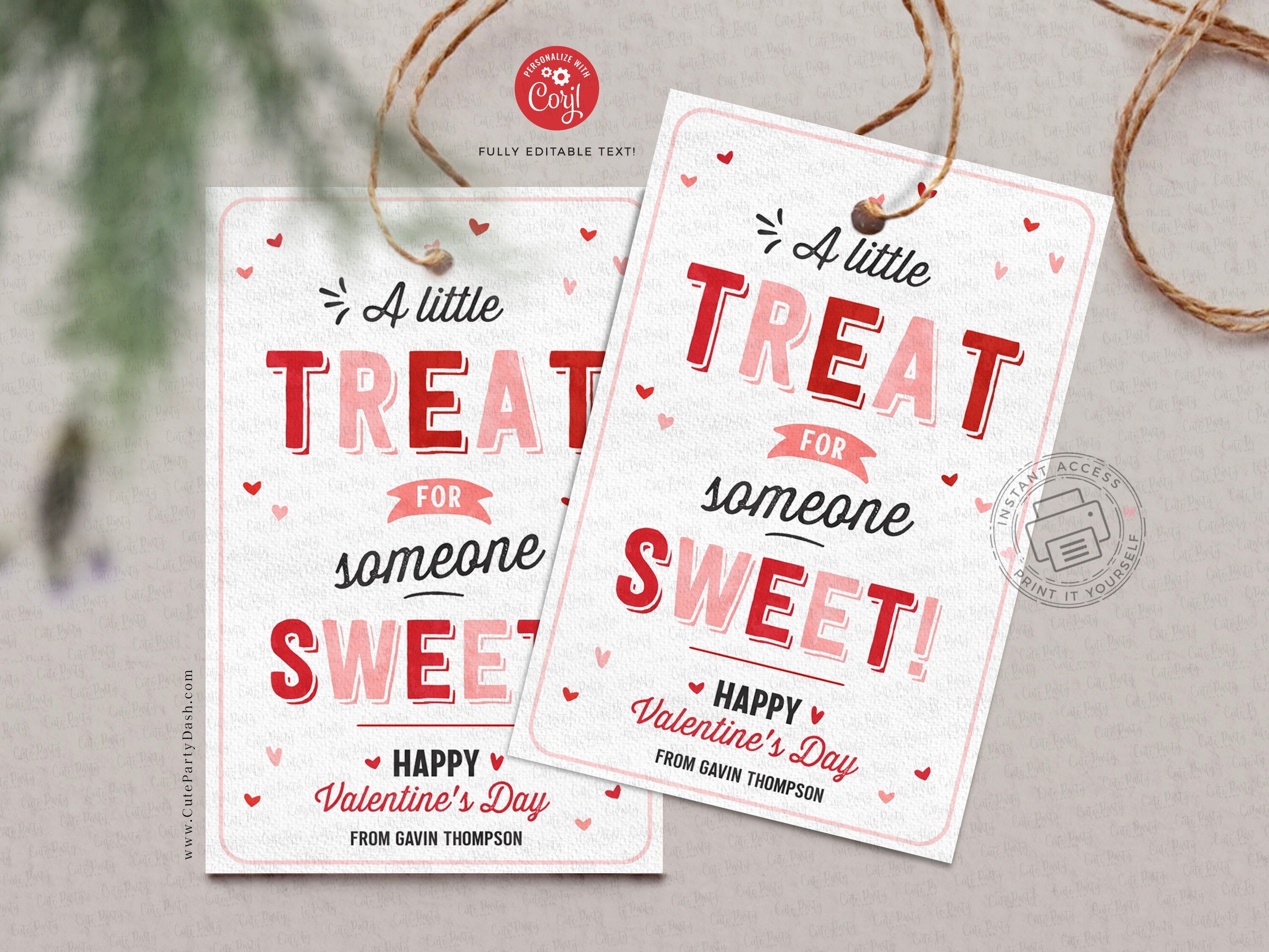 Sweet Treat Valentine's Day Gift Tags Happy Valentines - Etsy