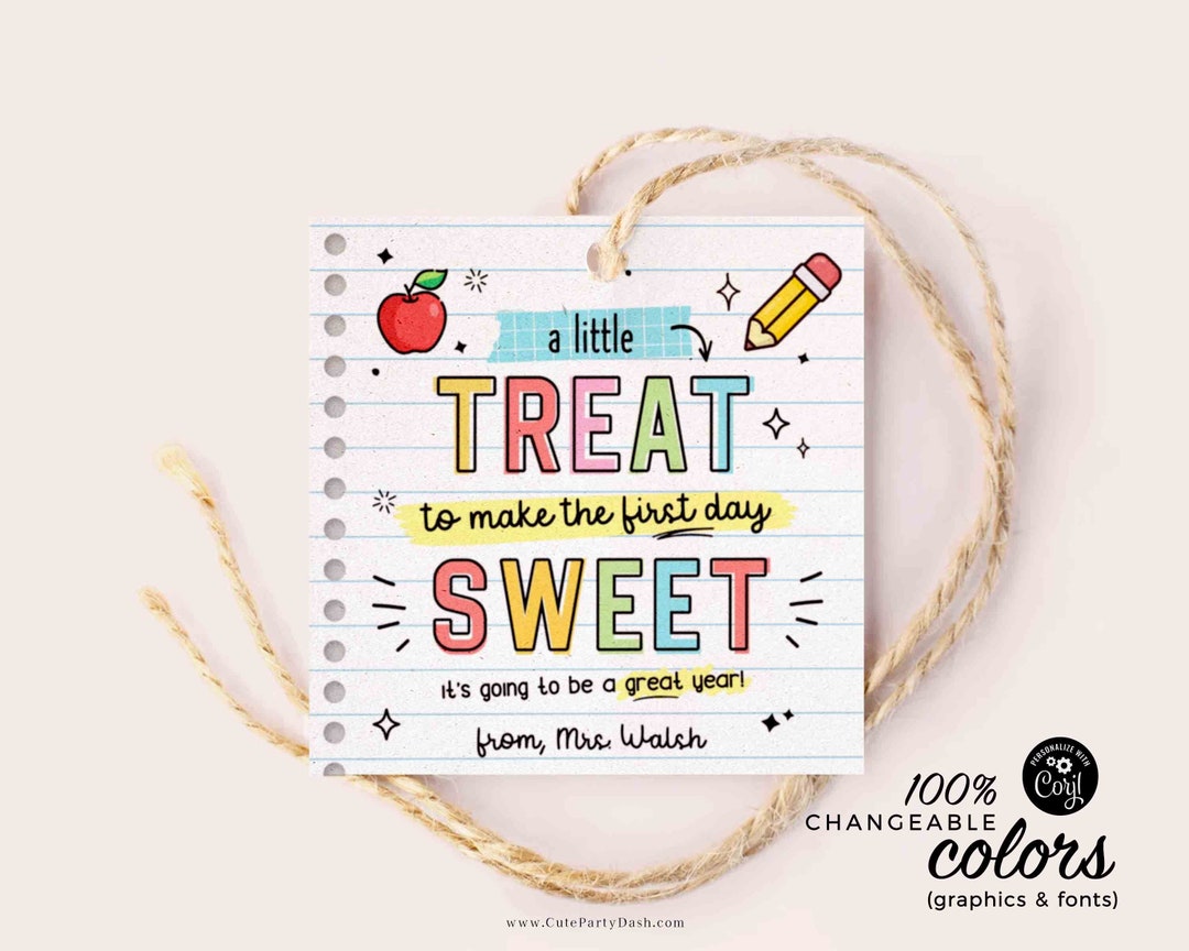 Editable Back to School Gift Tag: Teacher Treat Label (instant Download ...