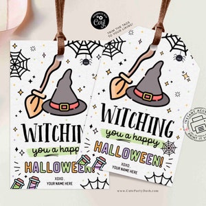 EDITABLE Witching You a Happy Halloween Gift Tag Template INSTANT ...