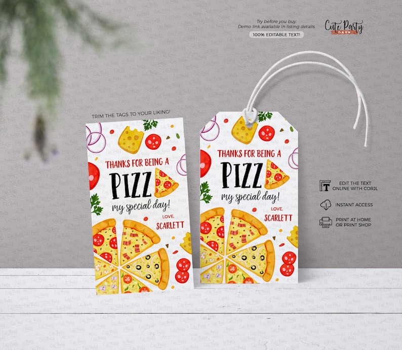 INSTANT DOWNLOAD Pizza Party Thank You Card Printable Pizza - Etsy