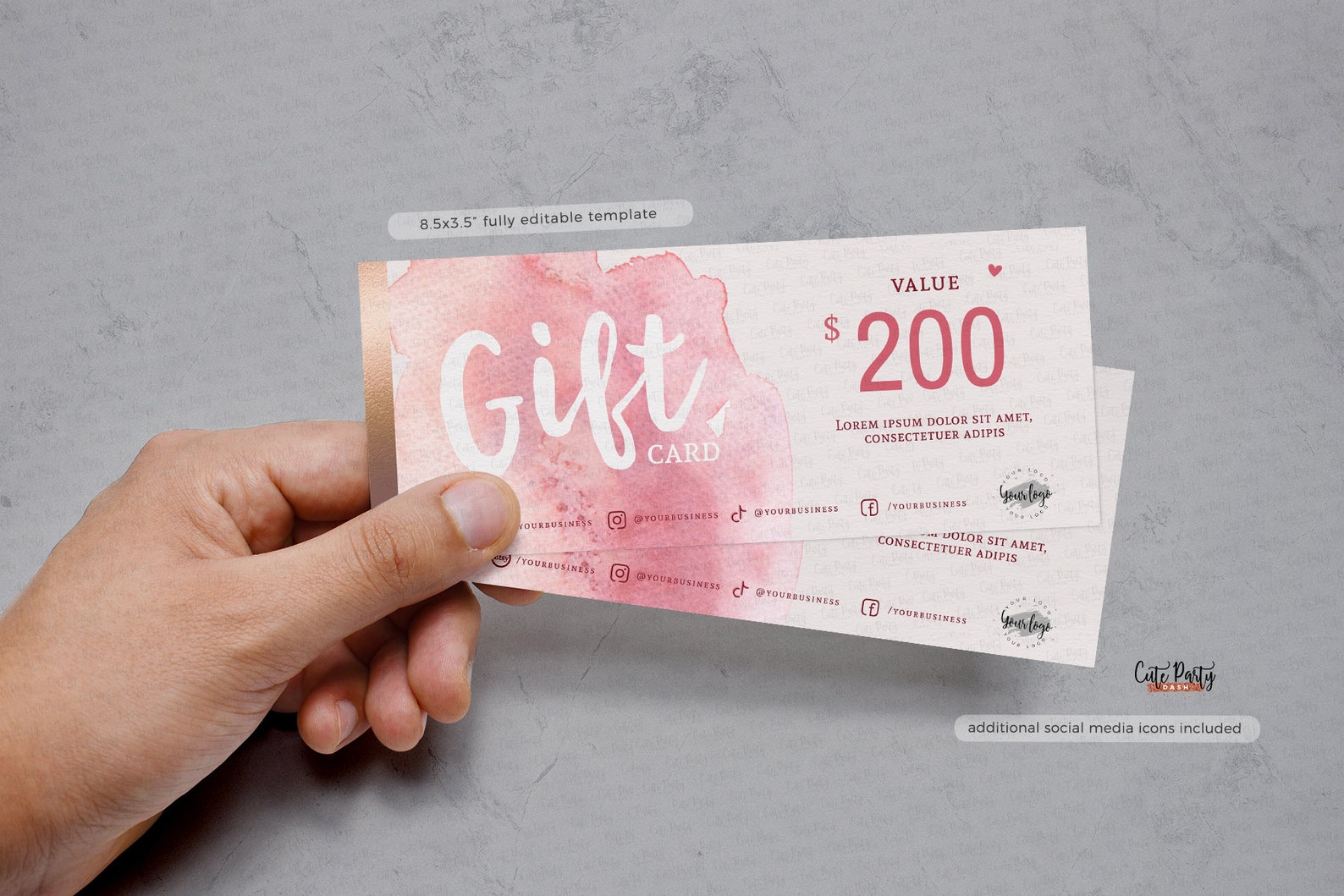 Professional Gift Card Editable Template INSTANT DOWNLOAD - Etsy