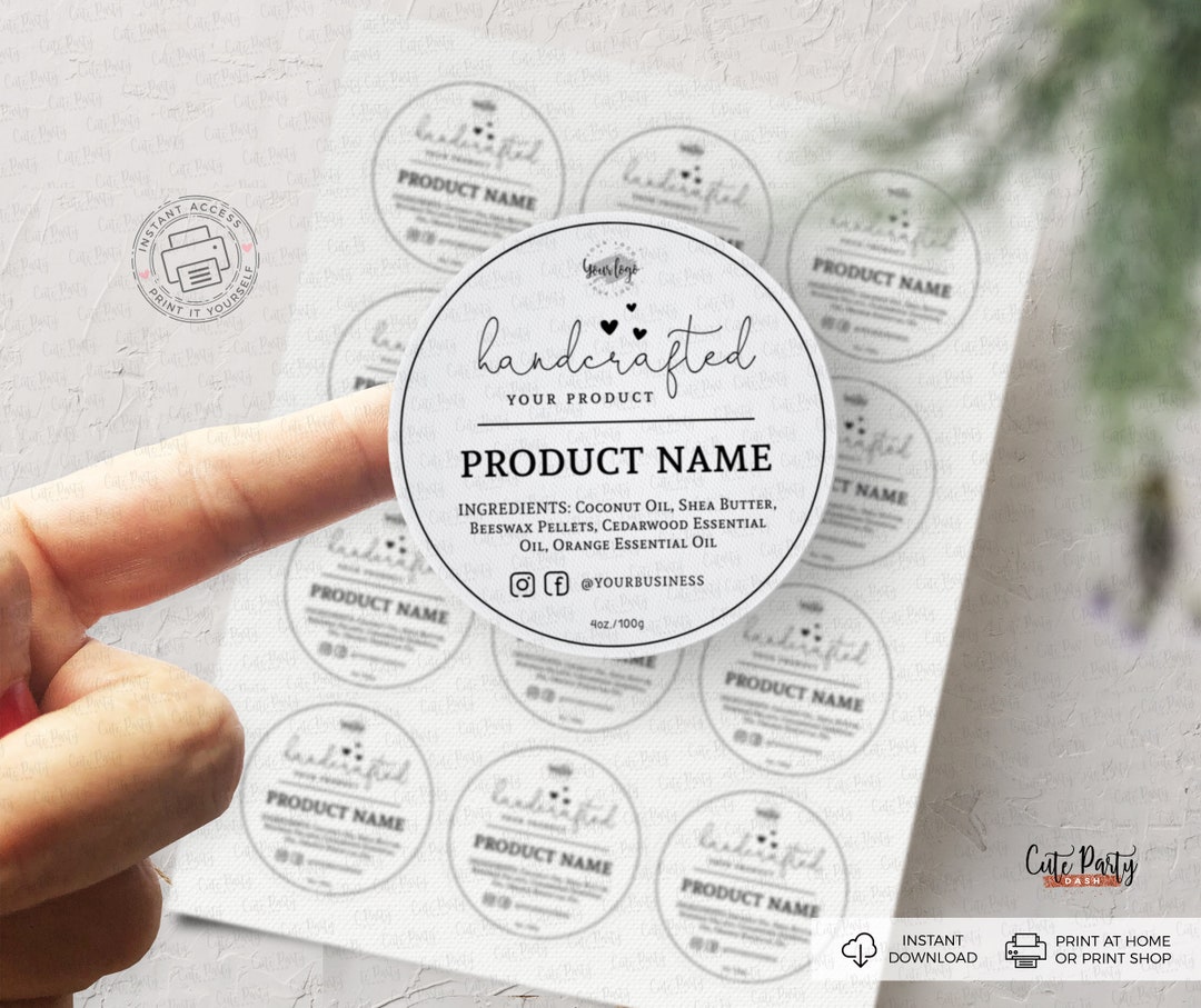 Round Product Label Template: Editable Jar & Bottle Sticker (instant ...