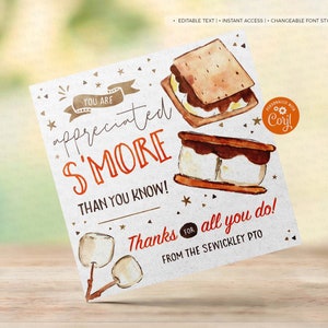 Editable S'more Appreciation Gift Tag: Teacher, Staff (instant Download ...