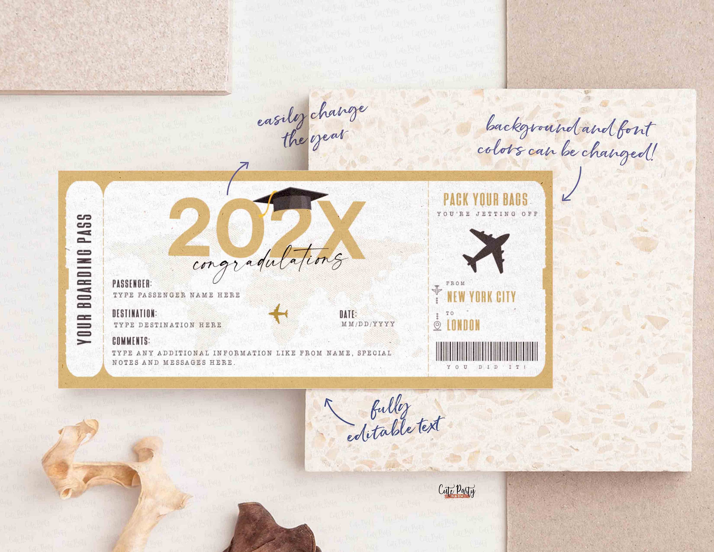 Editable Graduation Boarding Pass Template: Surprise Trip Gift (instant ...