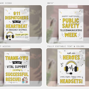 911 Dispatcher Appreciation Week Sign: Editable Decor (instant Download ...