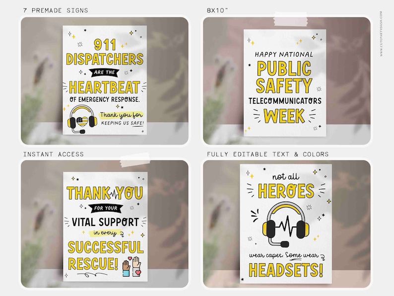 911 Dispatcher Appreciation Week Sign: Editable Decor (instant Download ...
