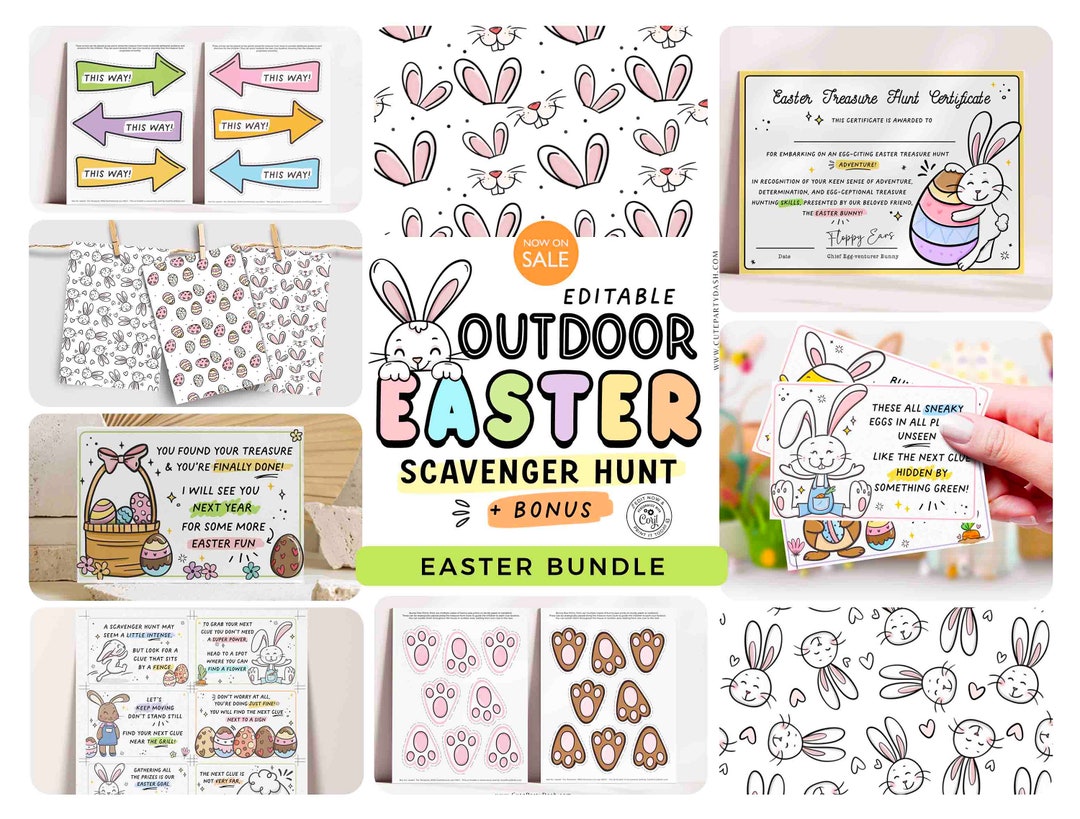 Outdoor Easter Egg Hunt Printable Bundle INSTANT DOWNLOAD Editable ...