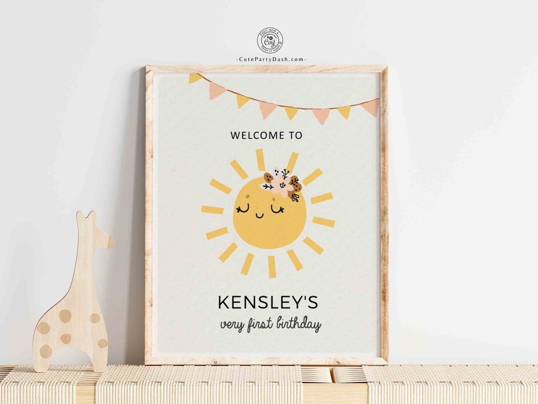 Little Sunshine Birthday Welcome Sign, Printable Editable Sunshine ...