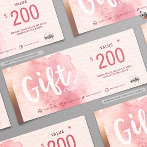 Professional Gift Card Editable Template, INSTANT DOWNLOAD, Pink and ...