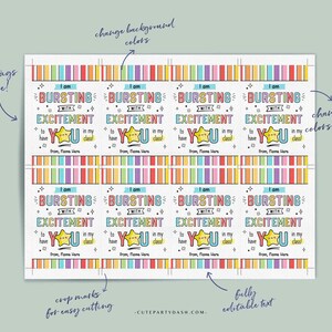 Bursting With Excitement Back to School Candy Tag Editable Printable ...