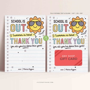 End of Year Teacher Gift Card Holder Summer Thank You Gift Card Holder ...