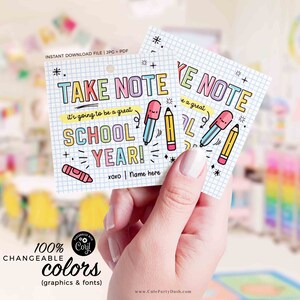 Back to School Gift Tags Take Note Editable Pen Marker Gift for Teacher ...