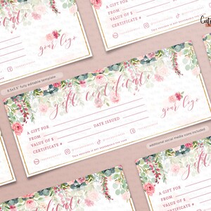 Greenery Pink and Gold Floral Order Form Template Editable, INSTANT ...