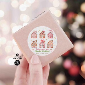 Pink Gingerbread House Gift Tag INSTANT DOWNLOAD Sweet Christmas Favor ...