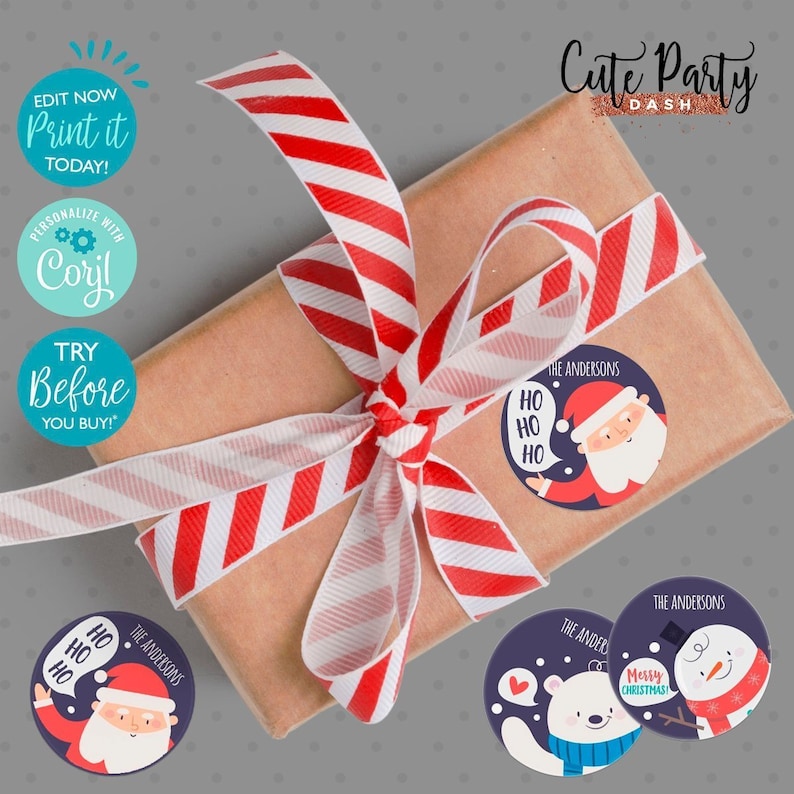 INSTANT DOWNLOAD EDITABLE Christmas Labels 2 Inches Round - Etsy