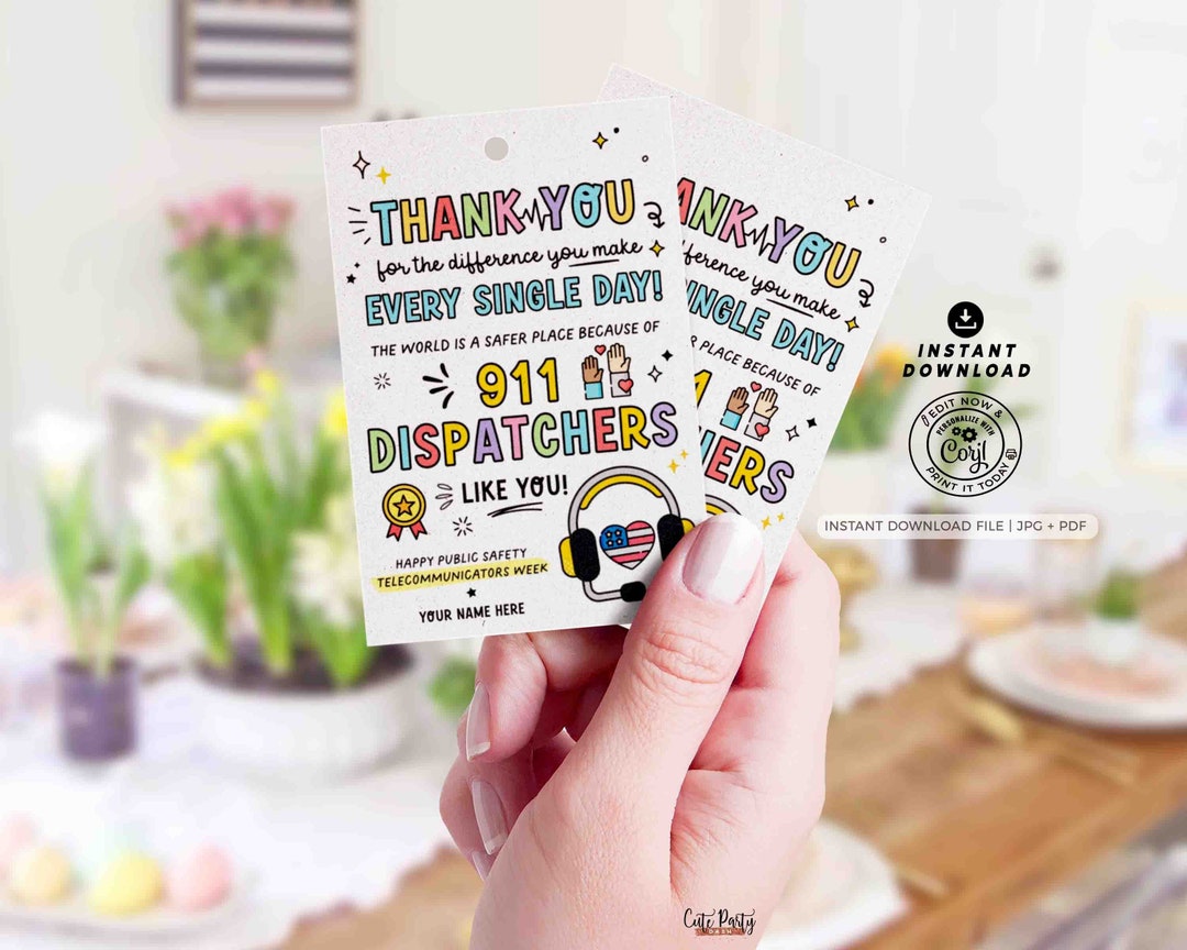 Public Safety Telecommunicators Week Thank You Gift Tags Printable ...