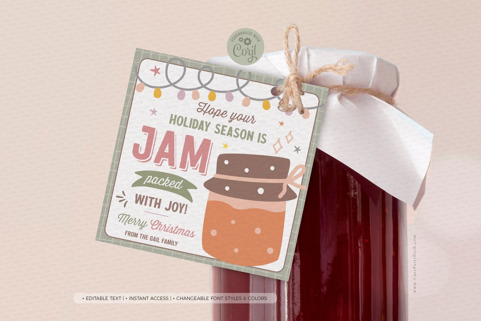 Editable Jam Gift Tag Jam Jar Printable Tag Neighbor - Etsy
