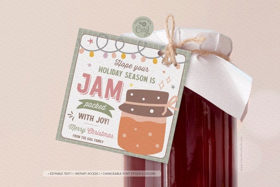 Editable Jam Gift Tag Jam Jar Printable Tag Neighbor | Etsy