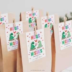 Hugs and Hisses Snake Valentine's Day Treat Tag, Non-candy Valentine ...