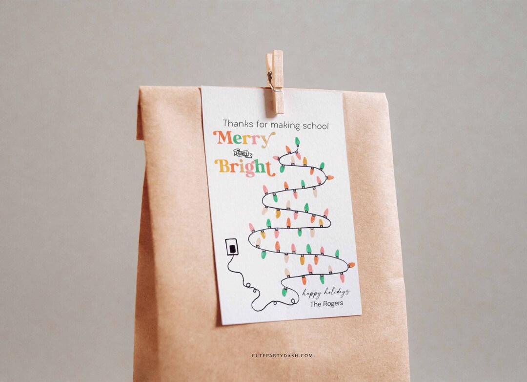 Thanks for Making School Merry and Bright Christmas Gift Tag, Holiday ...