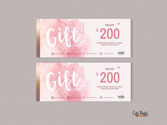 Professional Gift Card Editable Template INSTANT DOWNLOAD - Etsy